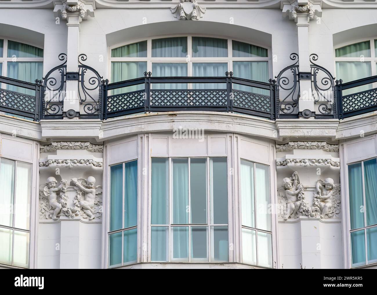 Architectural features of ME Madrid Reina Victoria hotel, Madrid, Spain ...