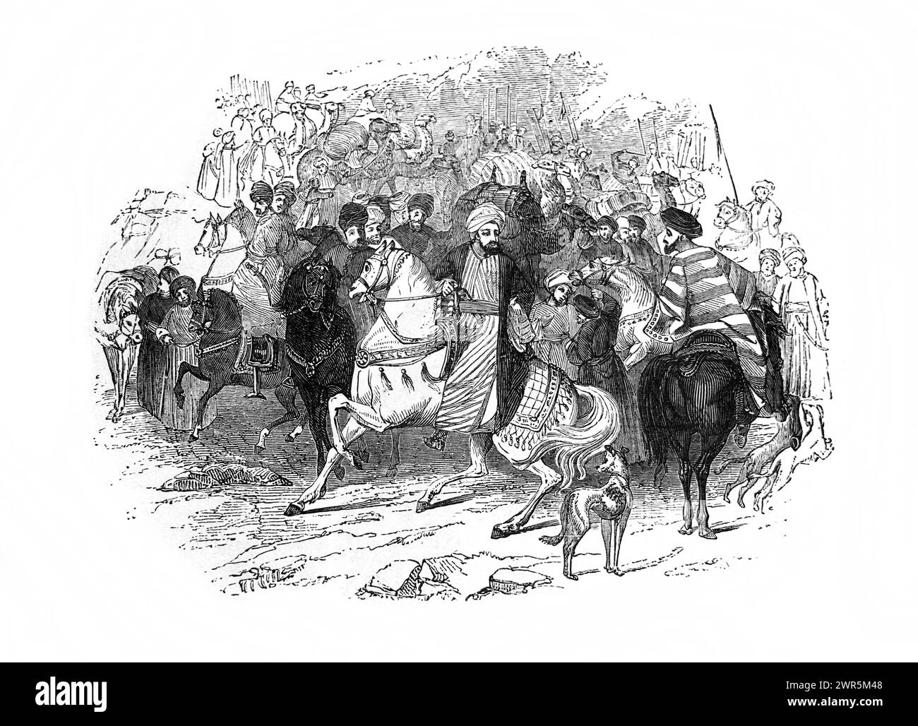 Illustration of the Great Officer on his Journey from antique 19th ...