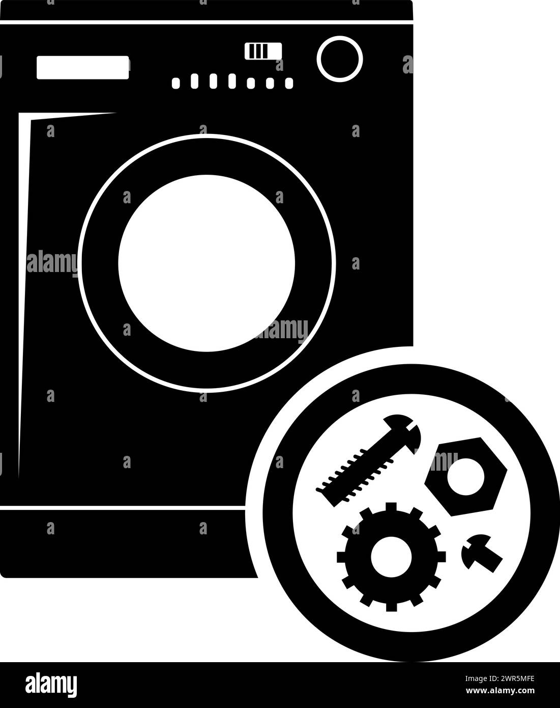 Silhouette of Washing Machine Repair Service. Vector illustration Stock ...