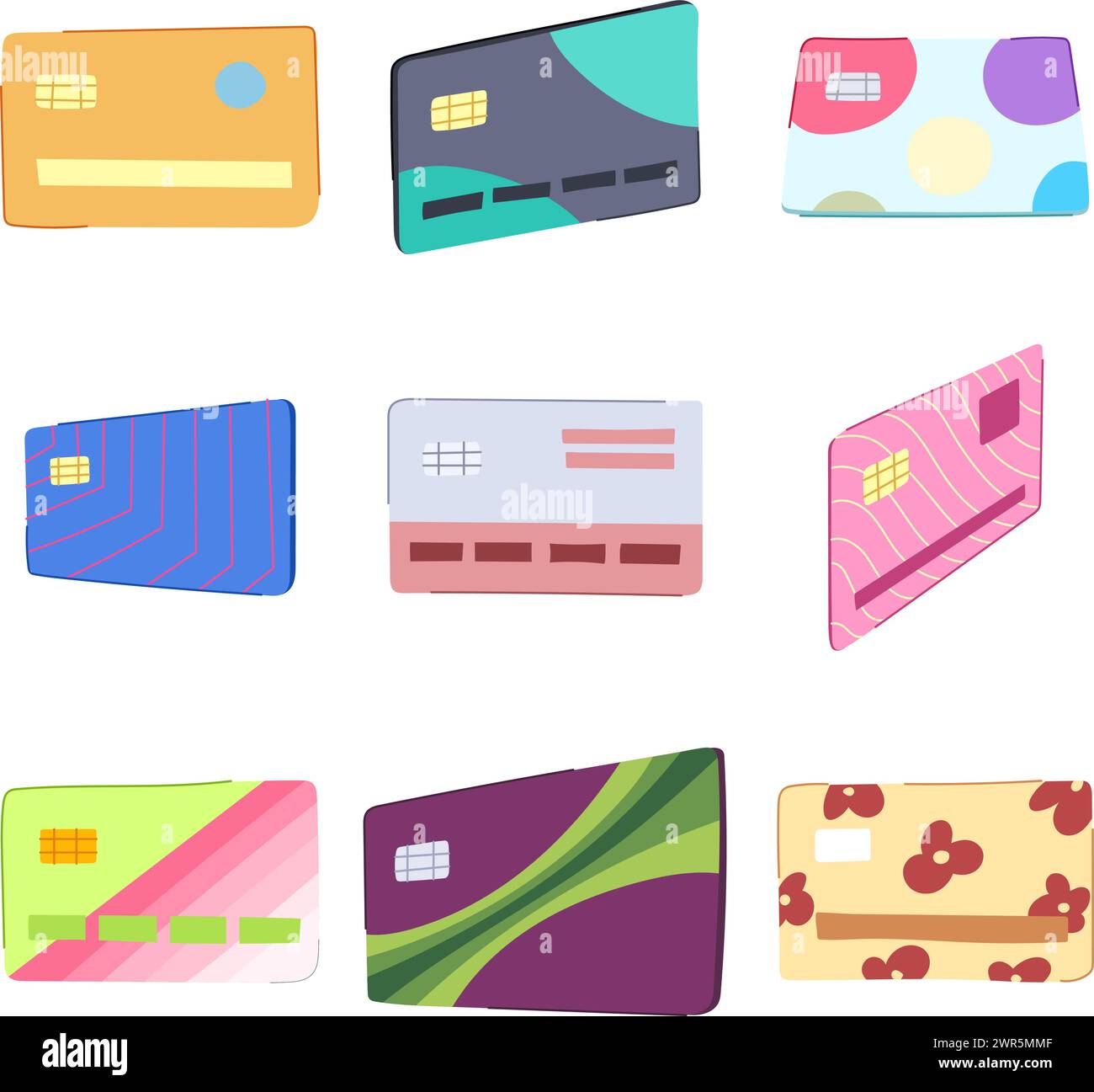 credit card set cartoon vector illustration Stock Vector Image & Art ...