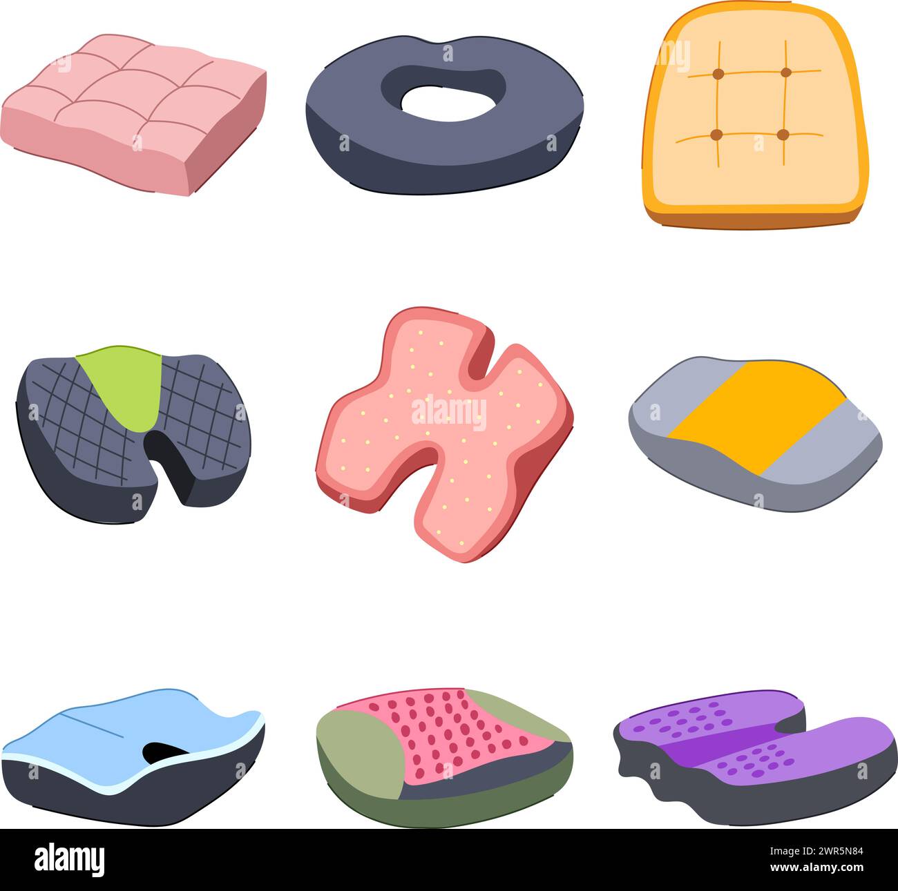 desk chair cushion set cartoon vector illustration Stock Vector Image ...