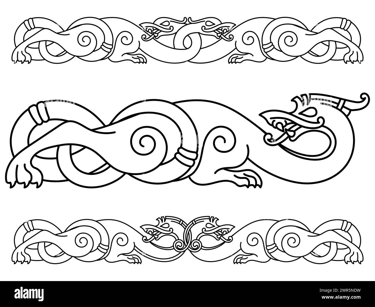 Viking Scandinavian design. Ancient decorative mythical animal in ...
