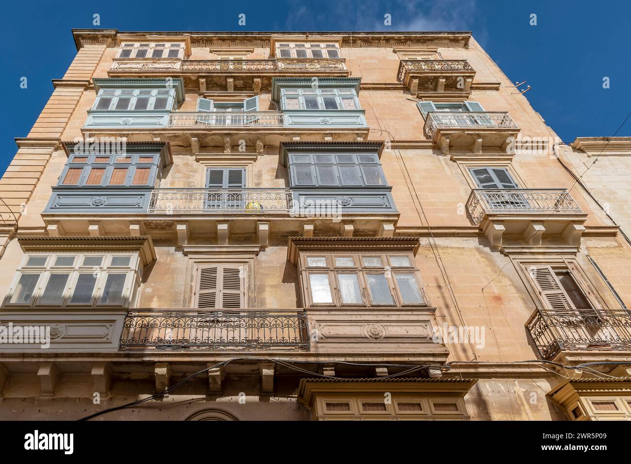 Typical Maltese balconies called Gallarija in the historic center of ...