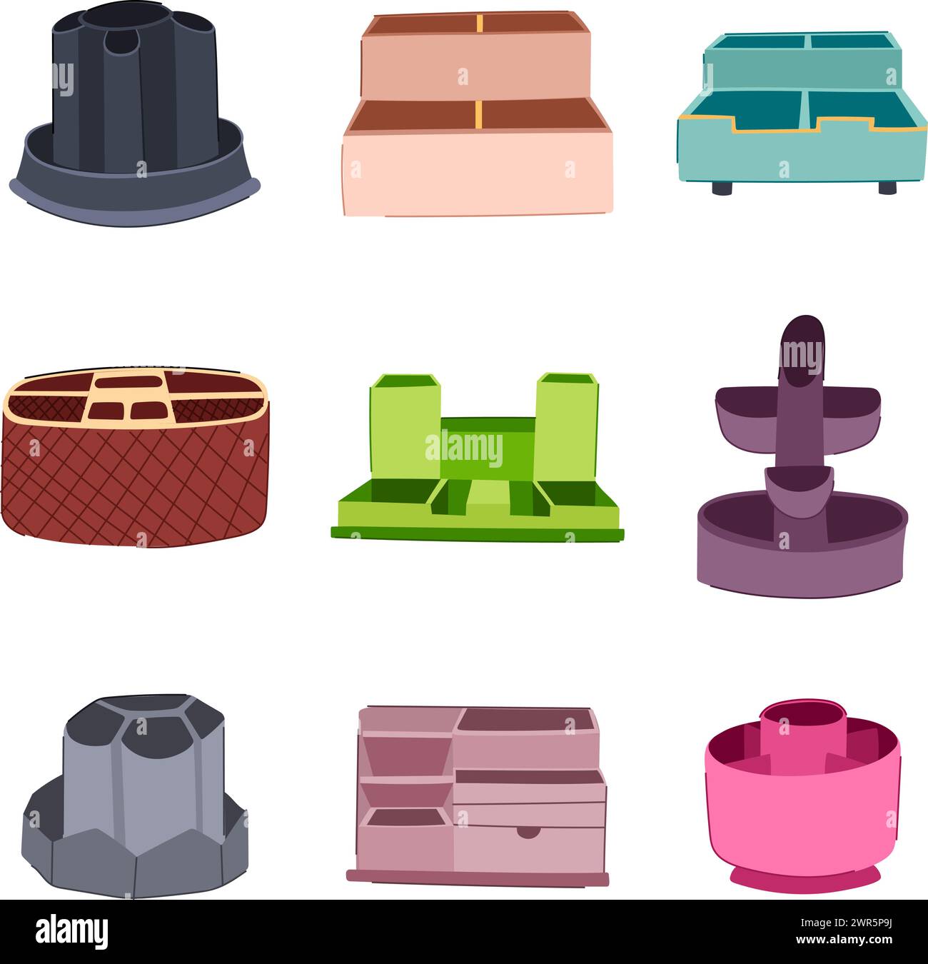 desk organizer set cartoon vector illustration Stock Vector Image & Art ...