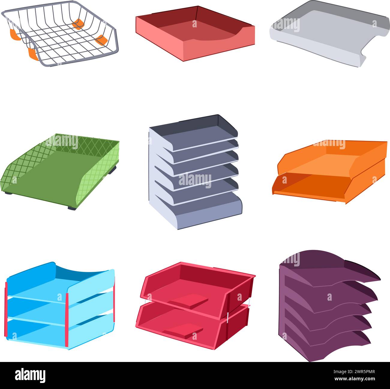 desk tray set cartoon vector illustration Stock Vector Image & Art - Alamy