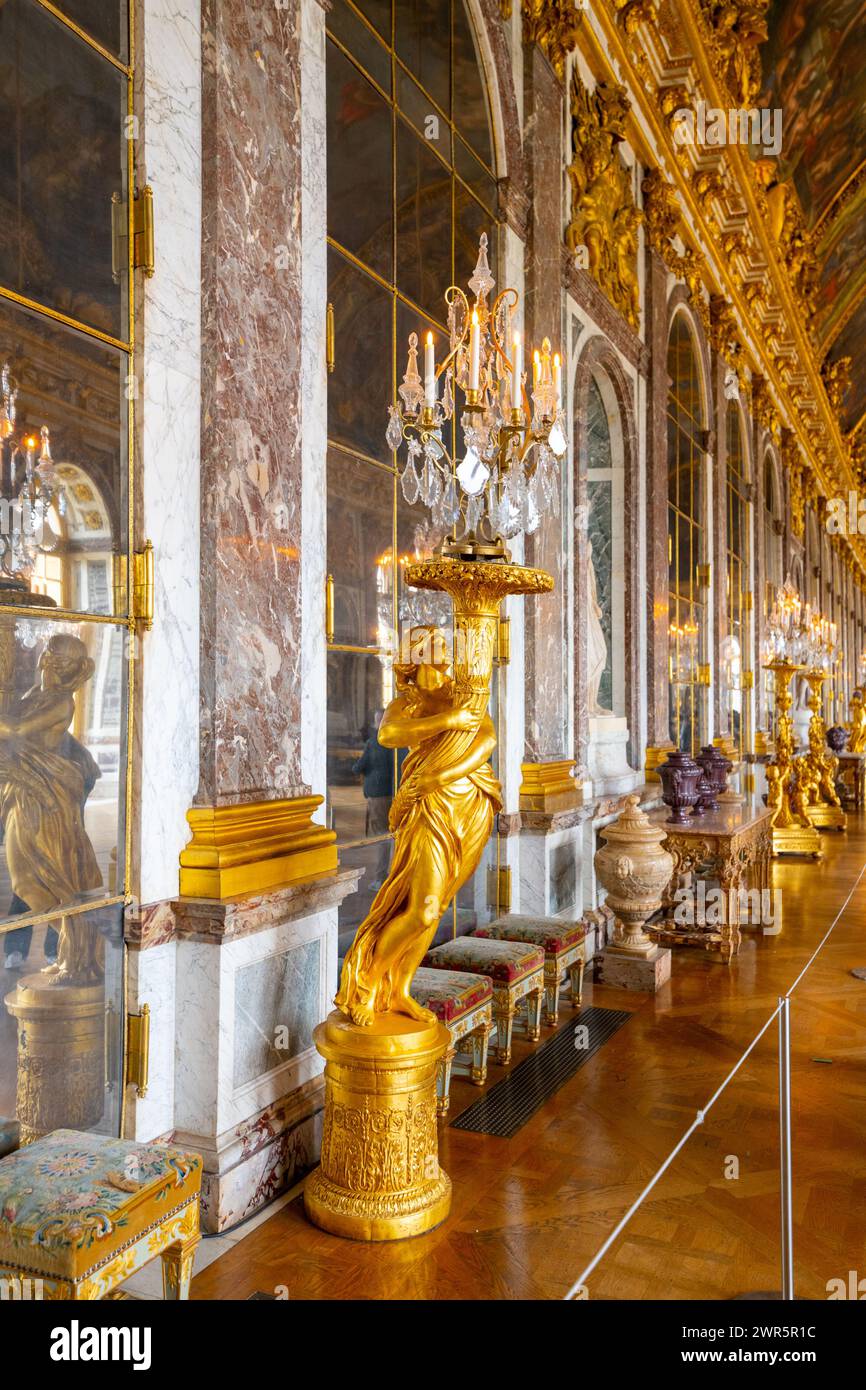 Hall of Mirrors. Decorated interior with historical furniture and ...