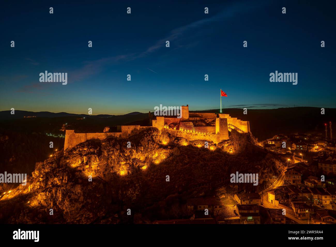 Landscape of historical Kastamonu castle on the hills near the city ...