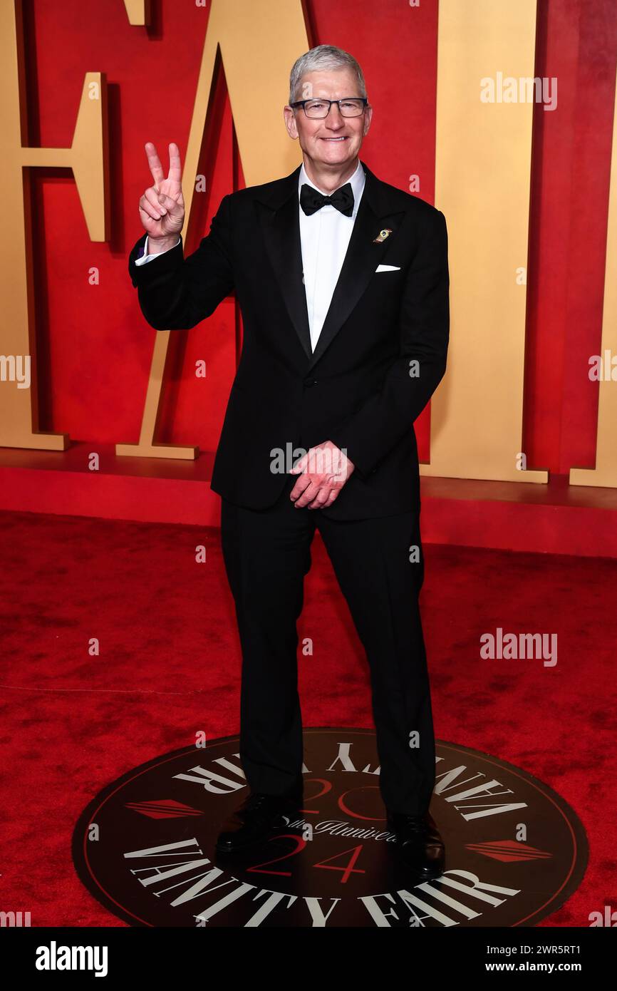 USA. 10th Mar, 2024. Tim Cook walking on the red carpet at the 2024 ...