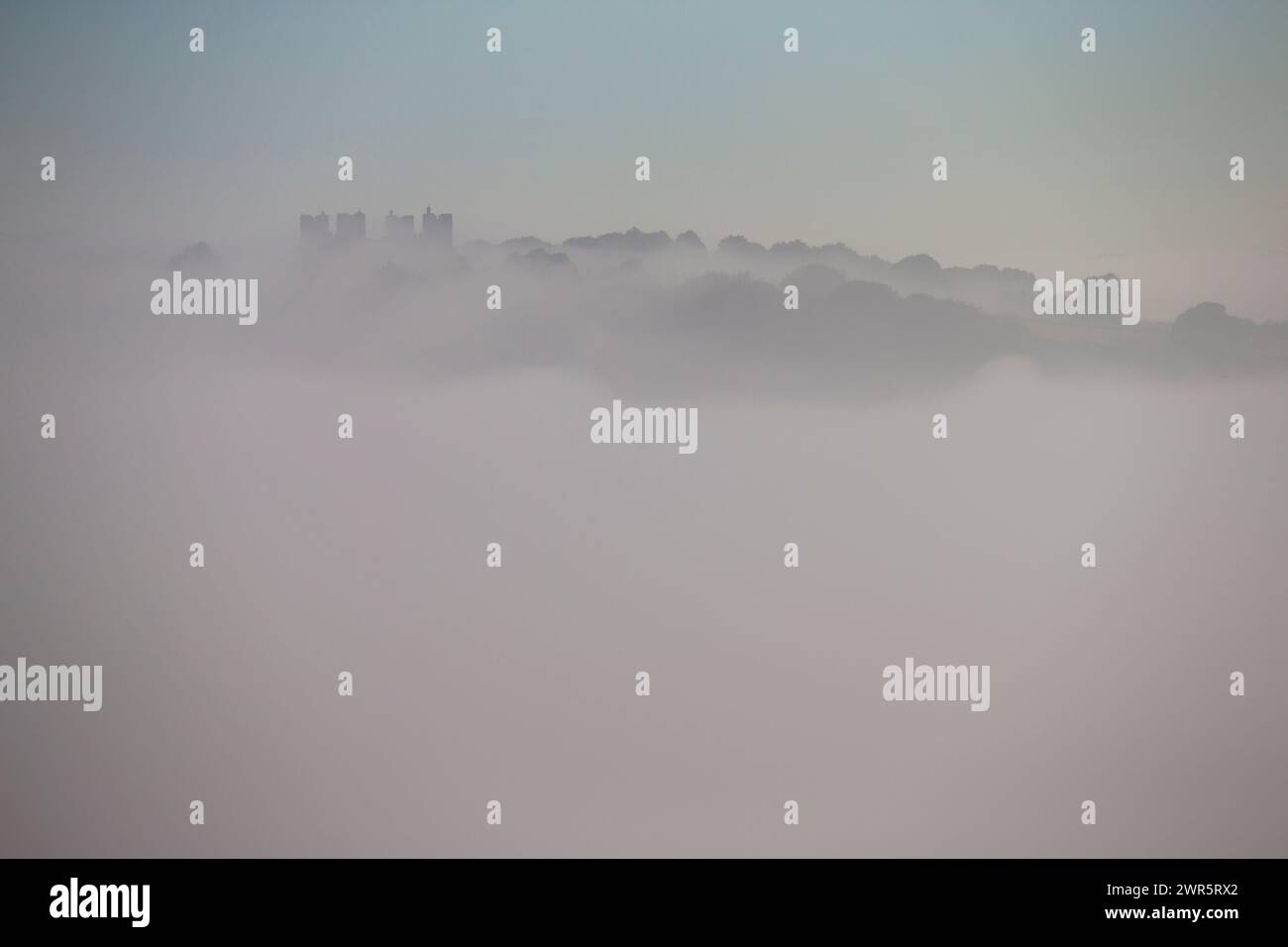 03/10/16 Riber Castle pokes through the mist as a cloud inversion ...