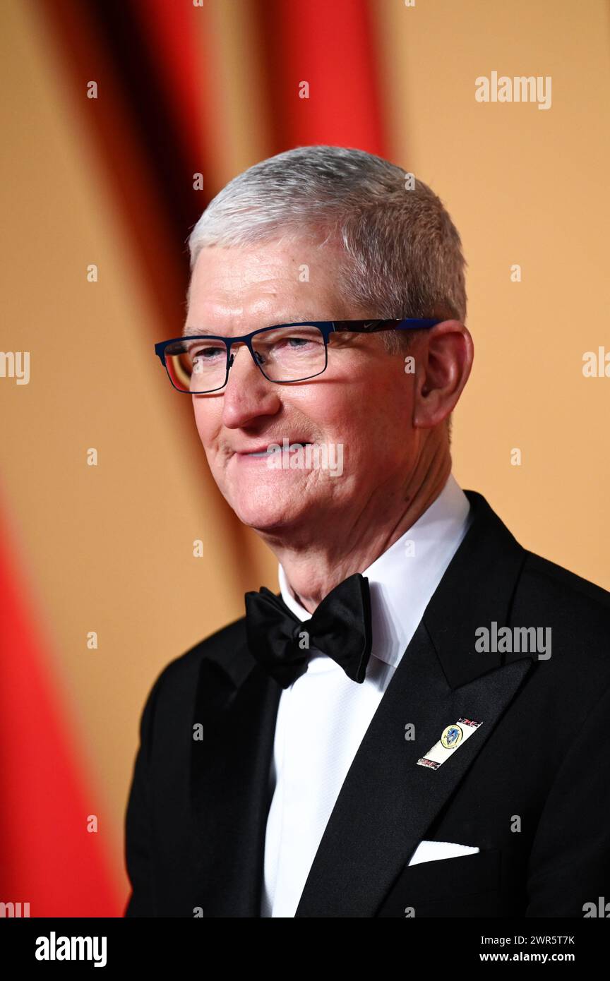 USA. 10th Mar, 2024. Tim Cook walking on the red carpet at the 2024 ...