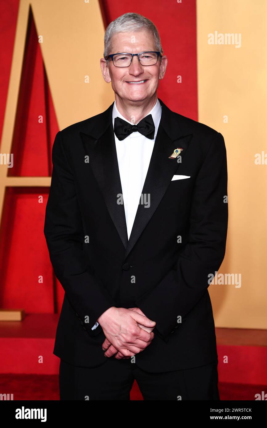 USA. 10th Mar, 2024. Tim Cook walking on the red carpet at the 2024 ...