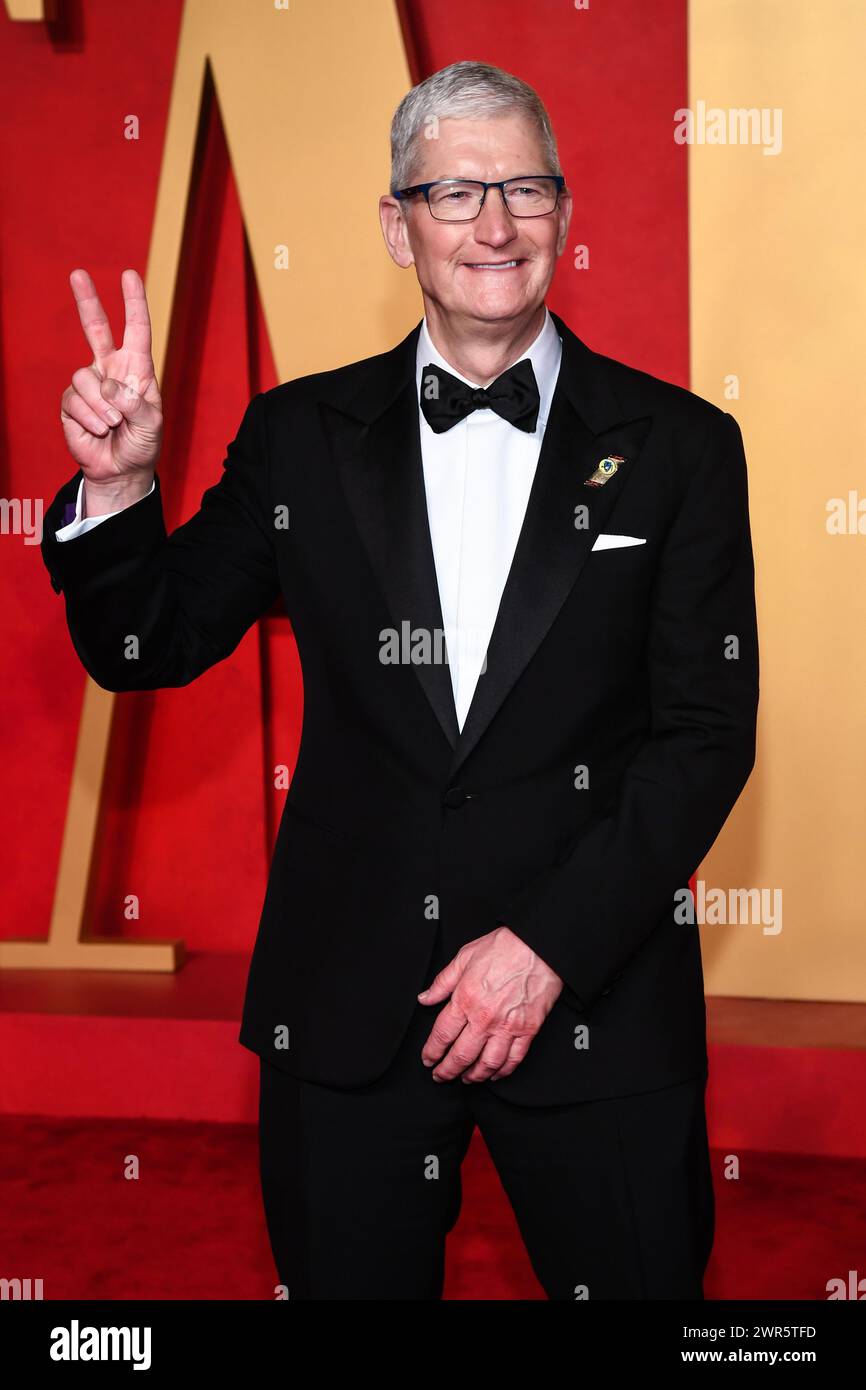 USA. 10th Mar, 2024. Tim Cook walking on the red carpet at the 2024 ...