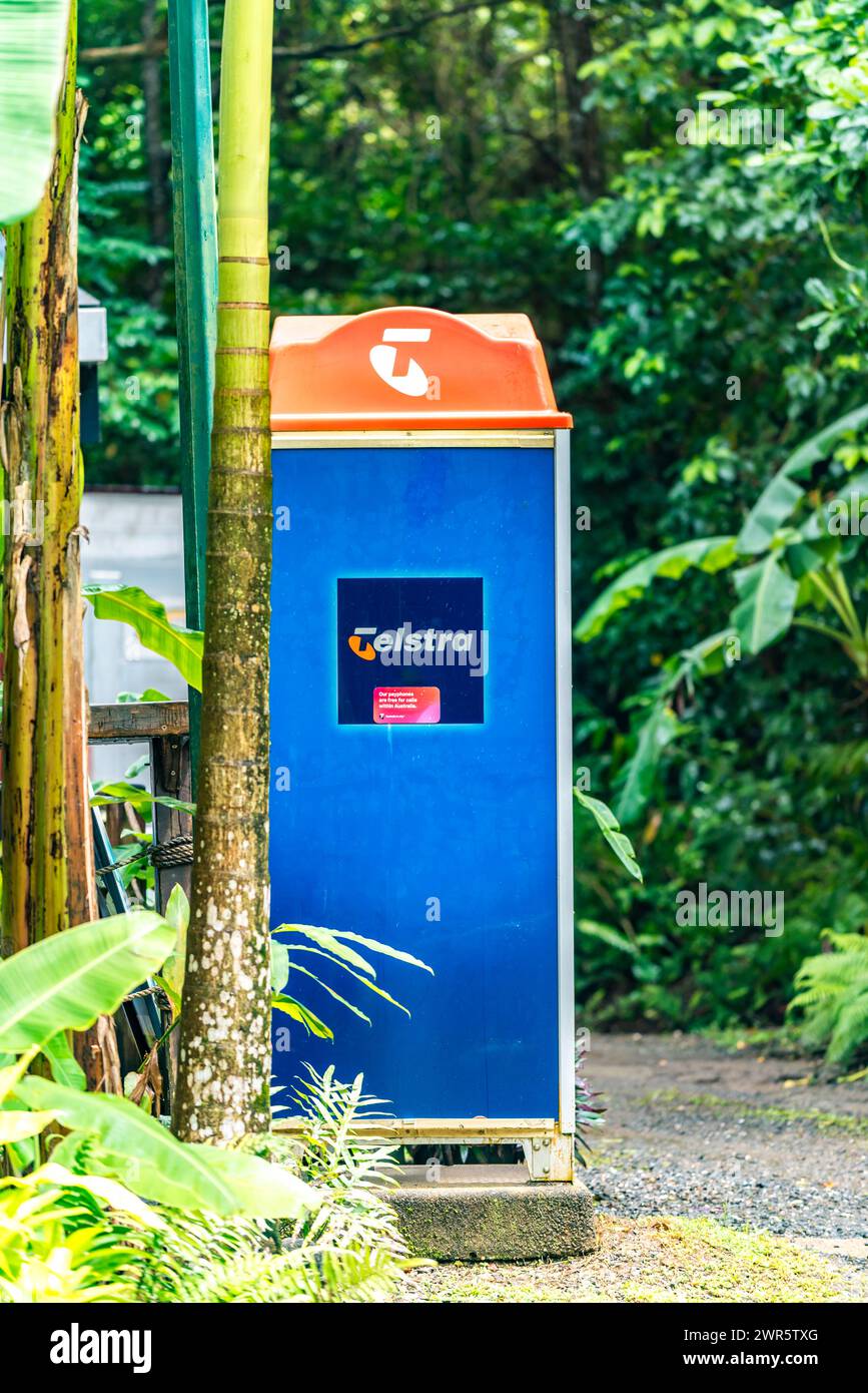 A Telstra phone booth in Cape Tribulation almost redundant due to ...