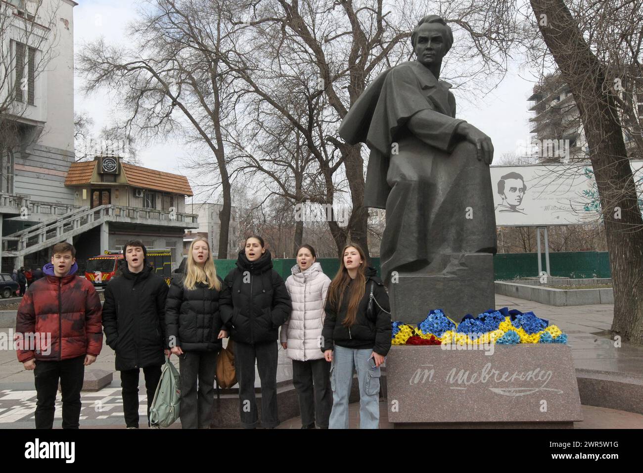 DNIPRO, UKRAINE - MARCH 09, 2024 - Participants of the celebration of ...