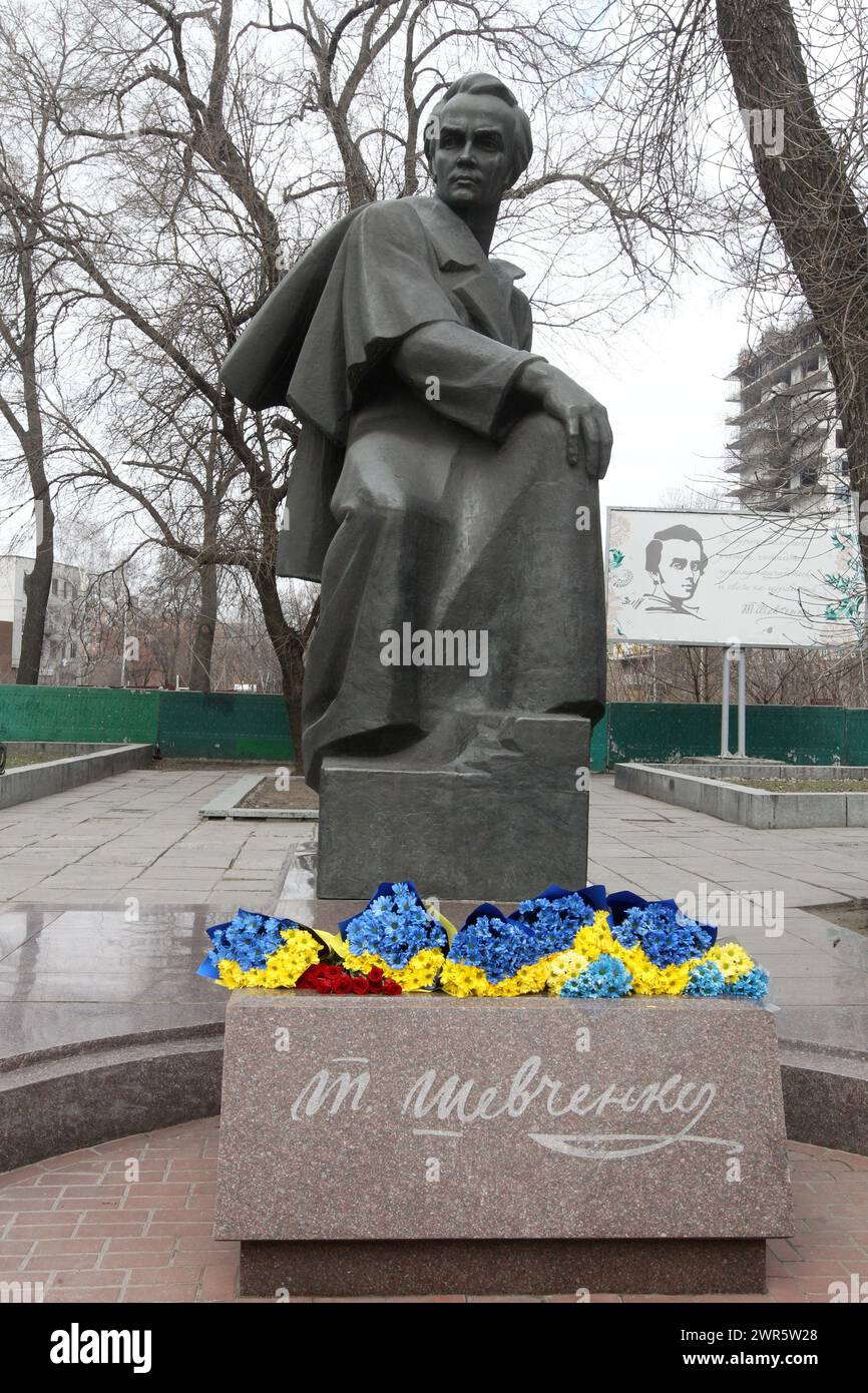 DNIPRO, UKRAINE - MARCH 09, 2024 - Monument to Taras Shevchenko, where ...