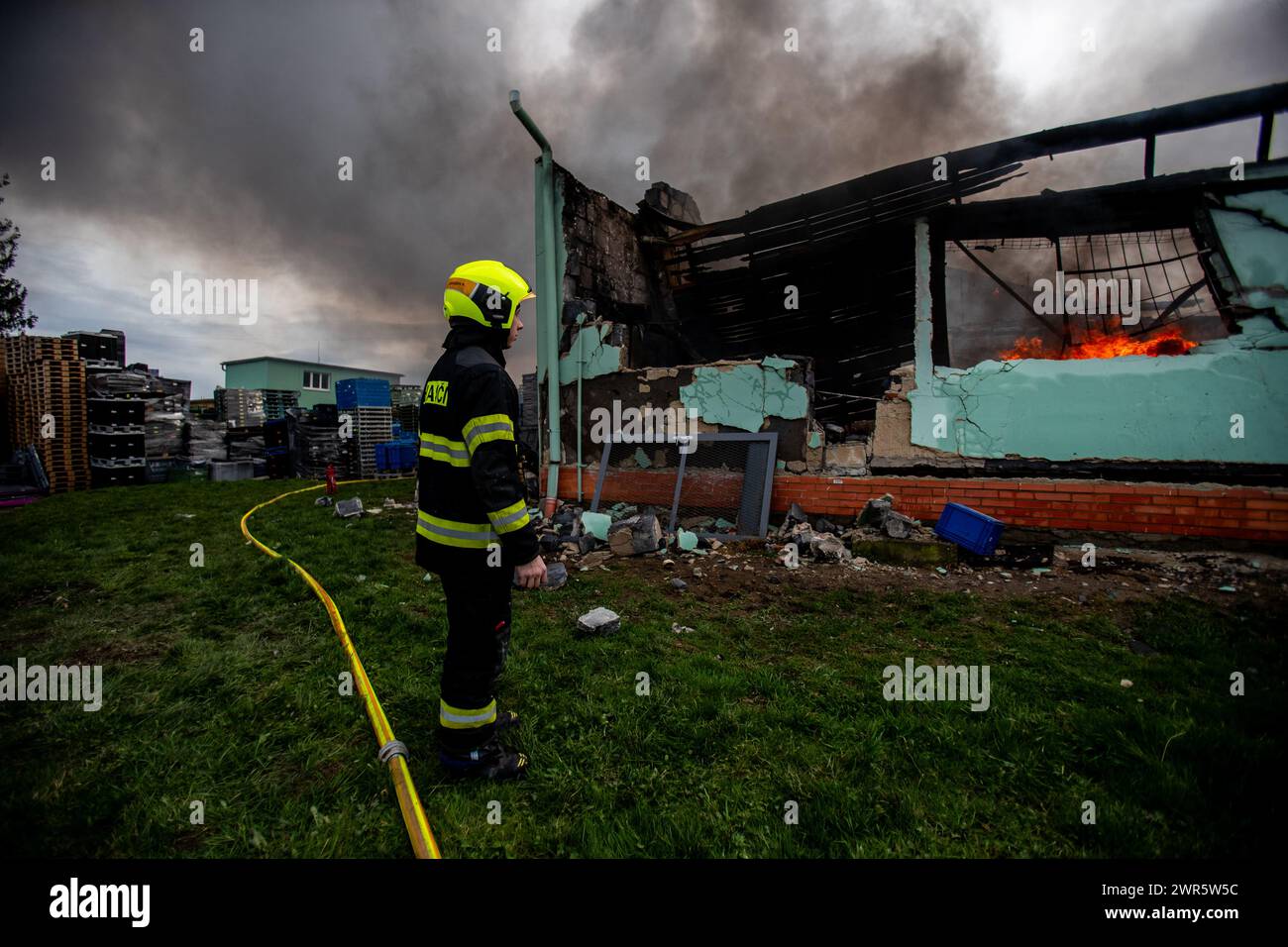 Frenstat Pod Radhostem, Czech Republic. 11th Mar, 2024. Firefighters ...