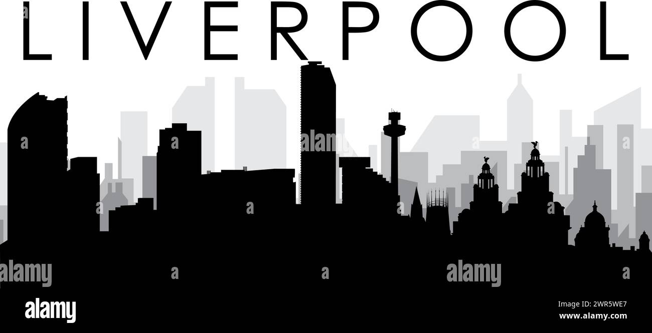 Cityscape skyline panorama of LIVERPOOL, UNITED KINGDOM Stock Vector ...