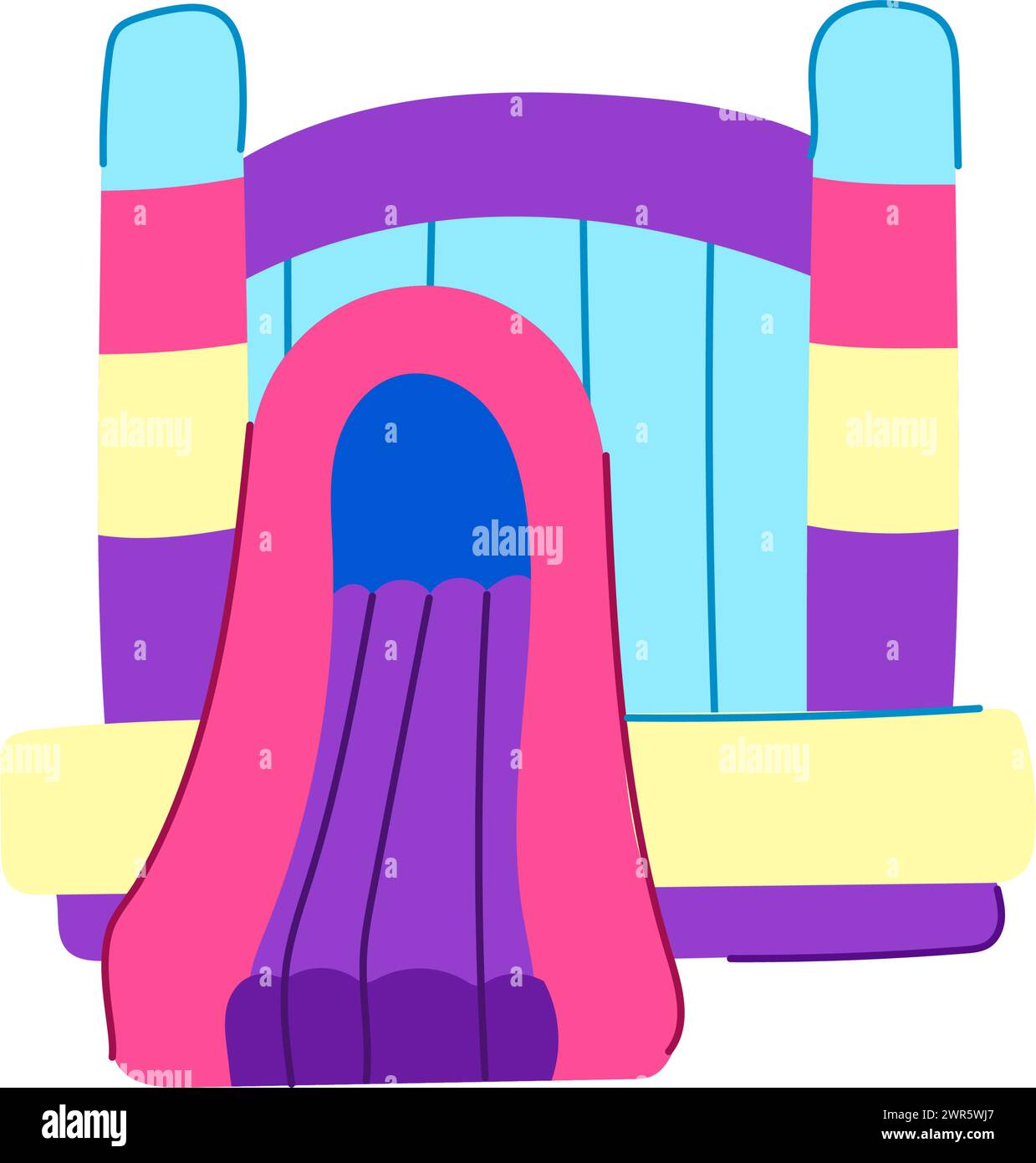 isometric inflatable castle cartoon vector illustration Stock Vector ...