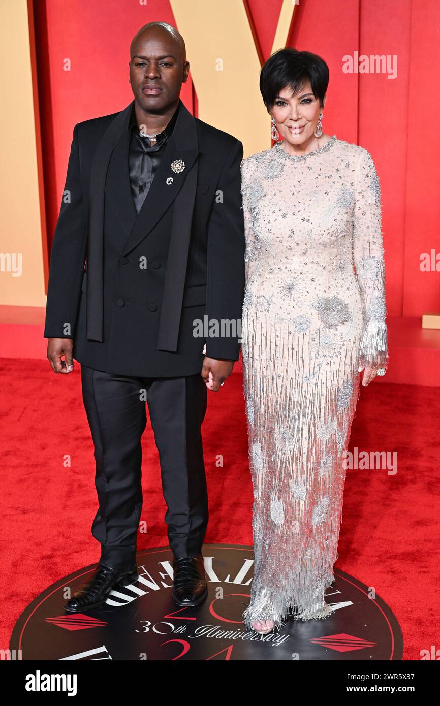 Los Angeles, USA. March 10th, 2024. Corey Gamble and Kris Jenner ...