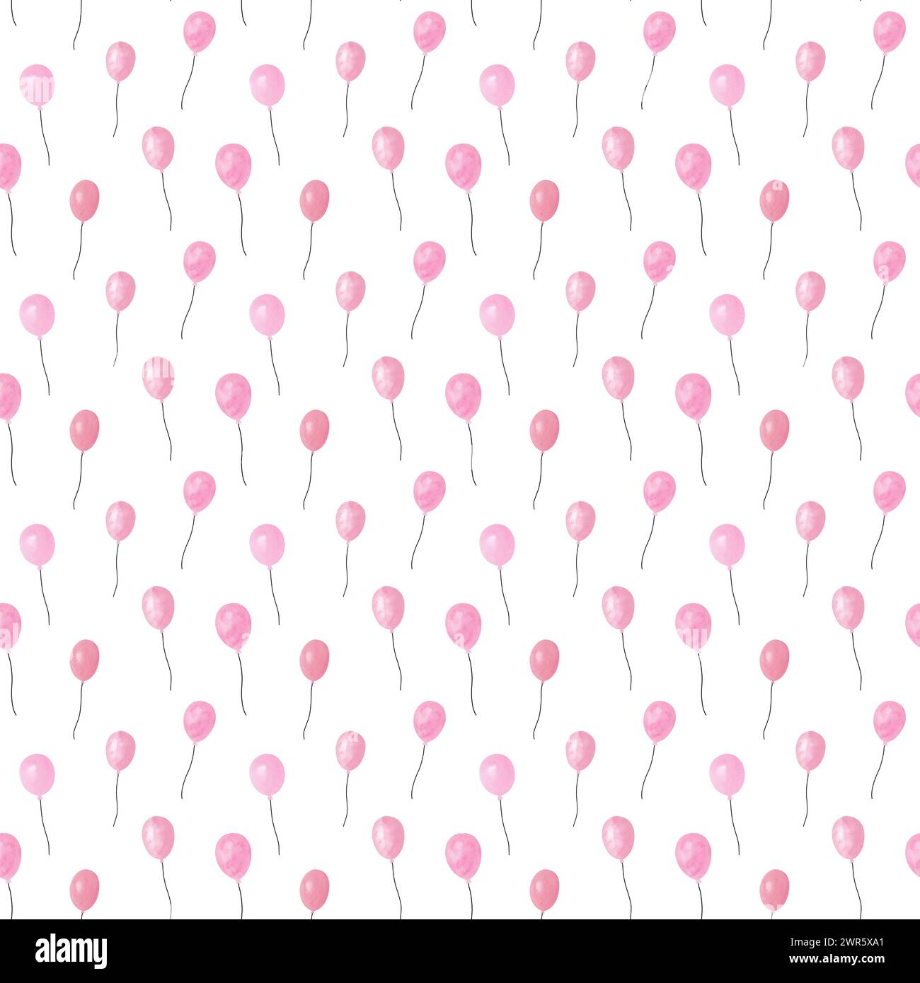 Watercolor seamless pattern of colorful party balloons of pink pastel ...