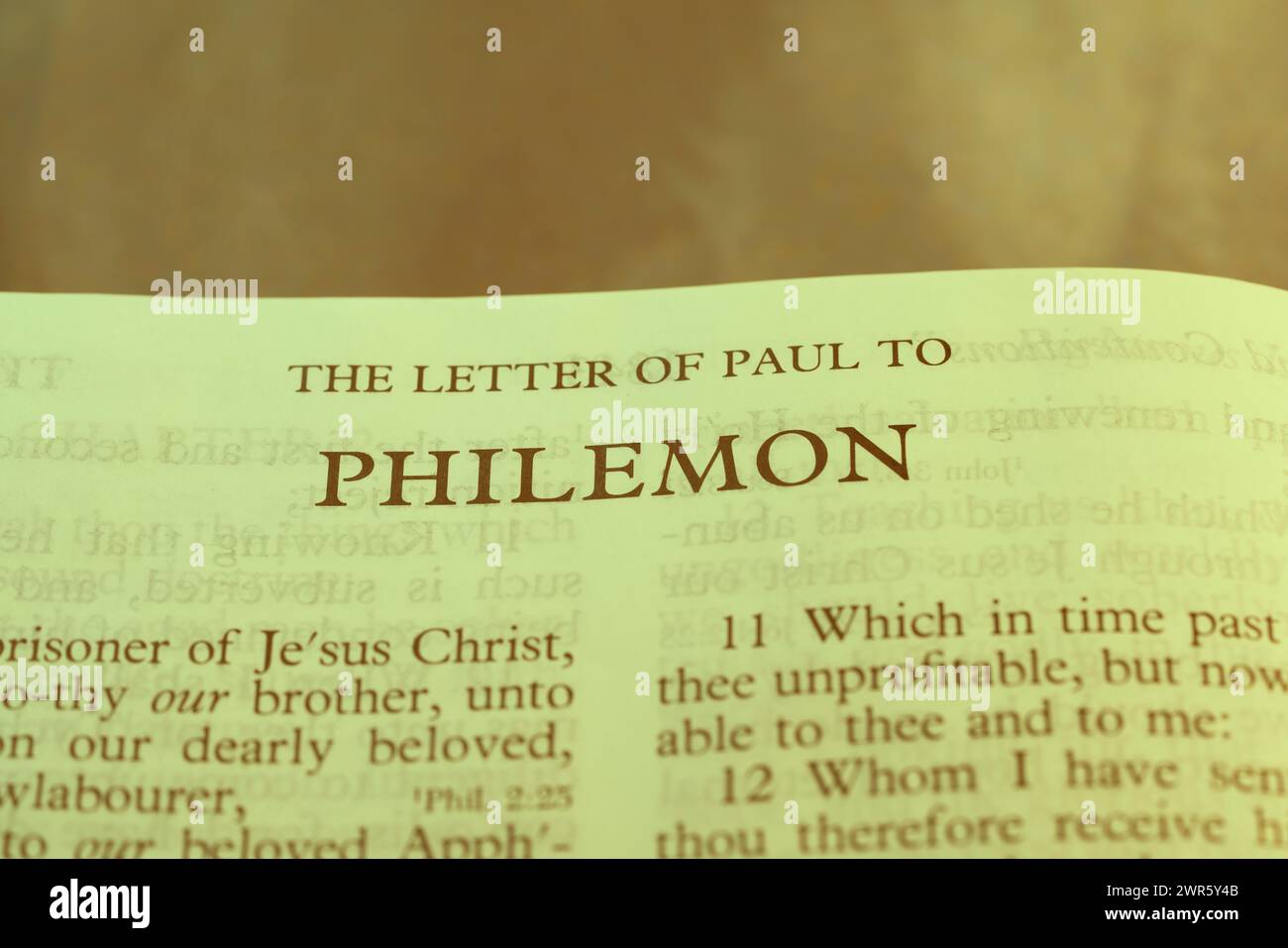 Open Holybile Book Index The letter of paul to Philemon for background and inspiration Stock ...