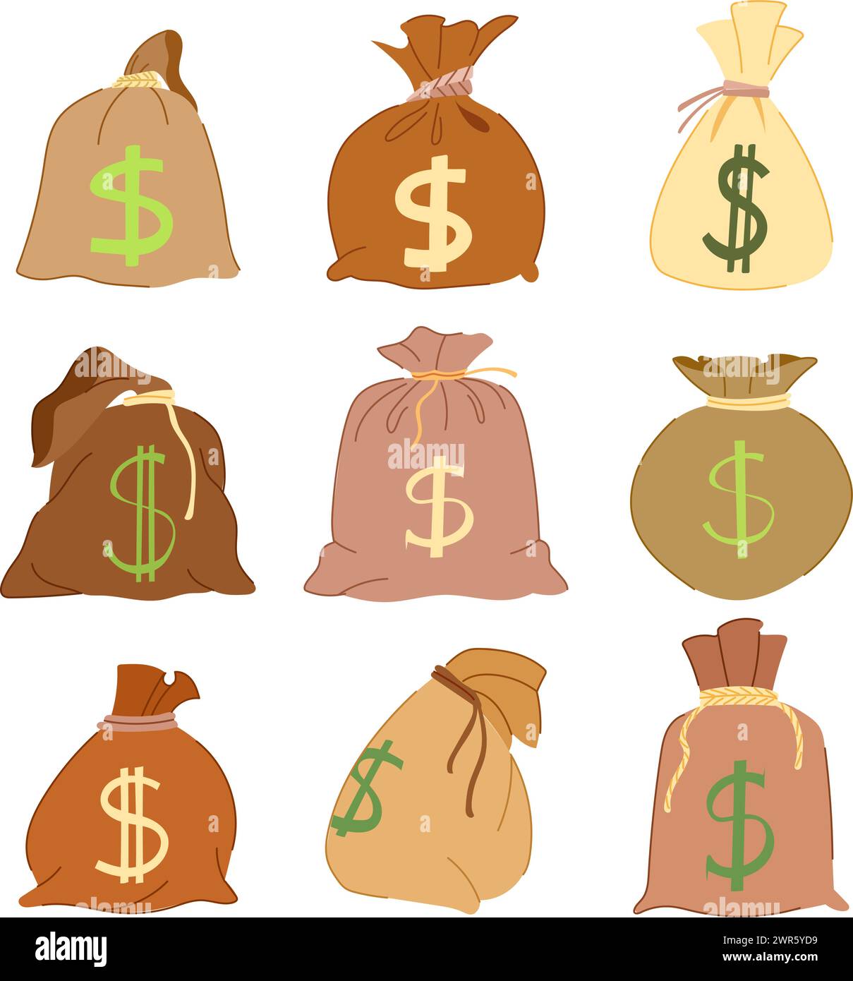 money bag set cartoon vector illustration Stock Vector Image & Art - Alamy