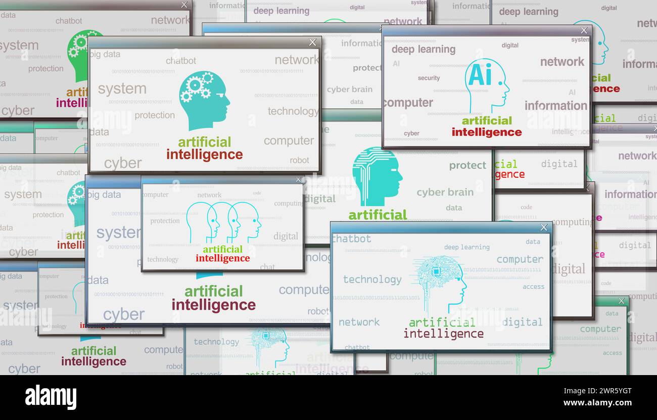 Artificial intelligence neural networks AI symbol technology concept ...