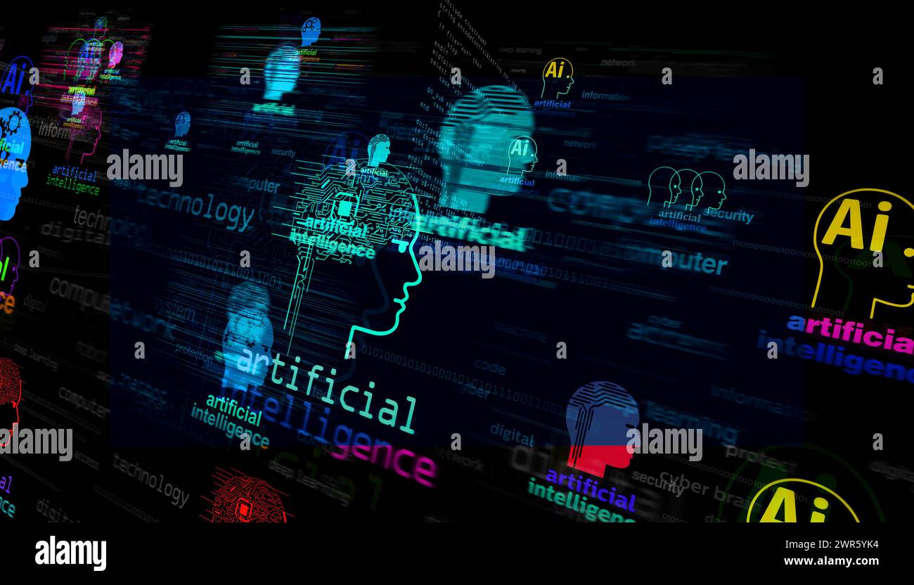 Artificial intelligence neural networks AI symbol technology concept ...