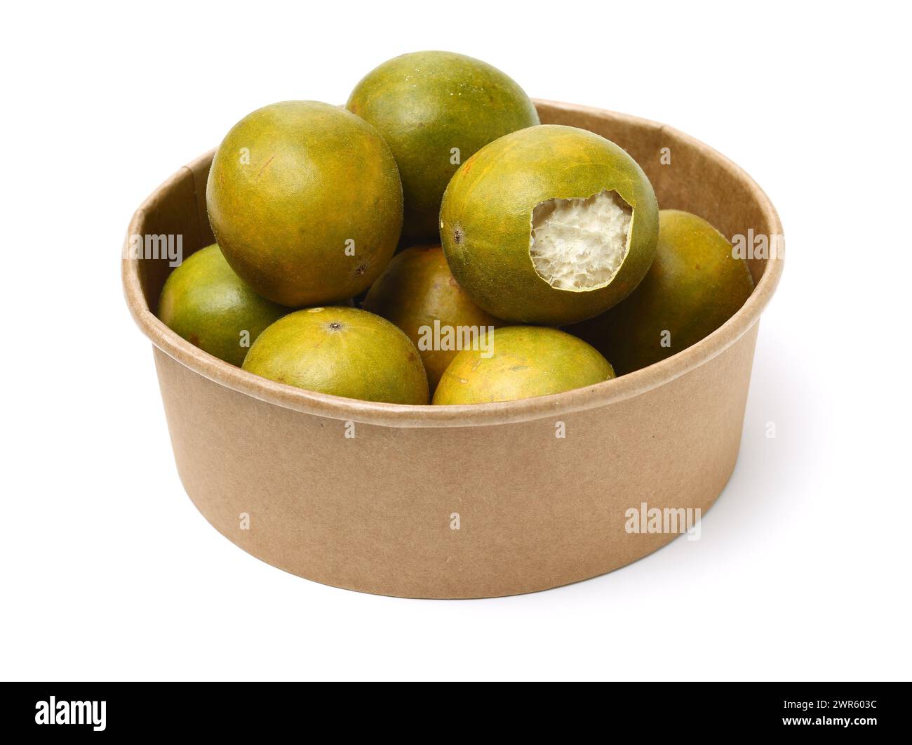 Golden Luo Han Guo on white background Stock Photo - Alamy