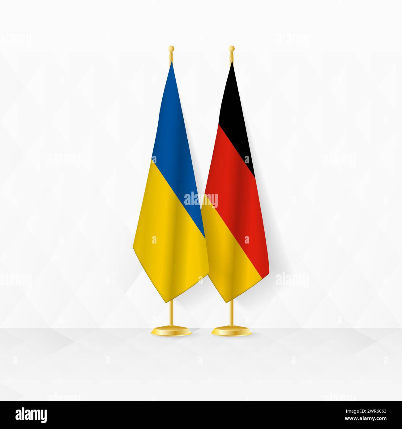 Ukraine and Germany flags on flag stand, illustration for diplomacy and ...