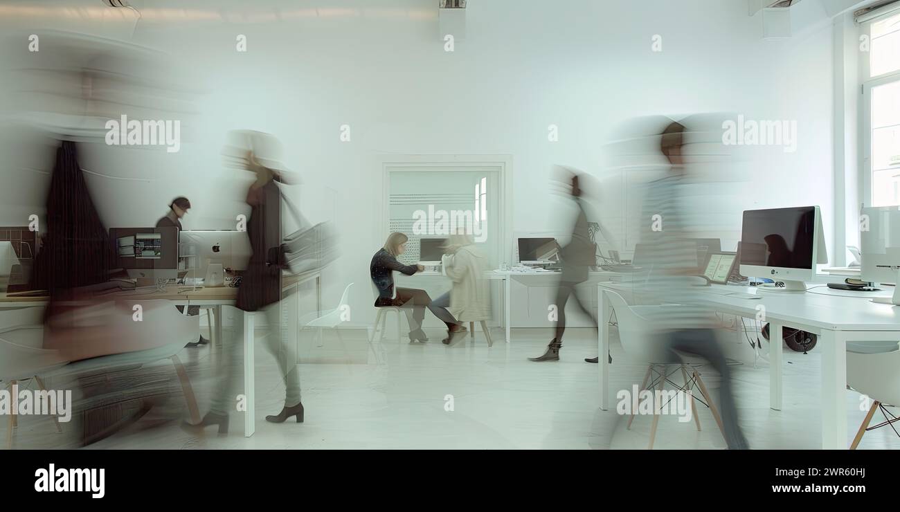 Photoshoot of office people in motion blur with everyday clothes Stock ...