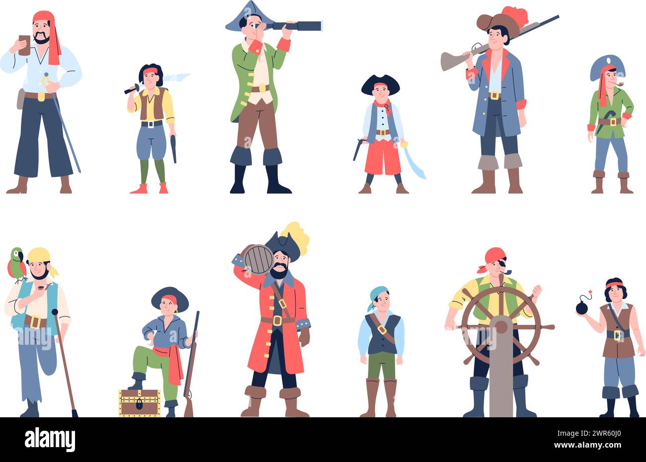 Pirates characters. Men and boys in pirate costumes. Performance or ...