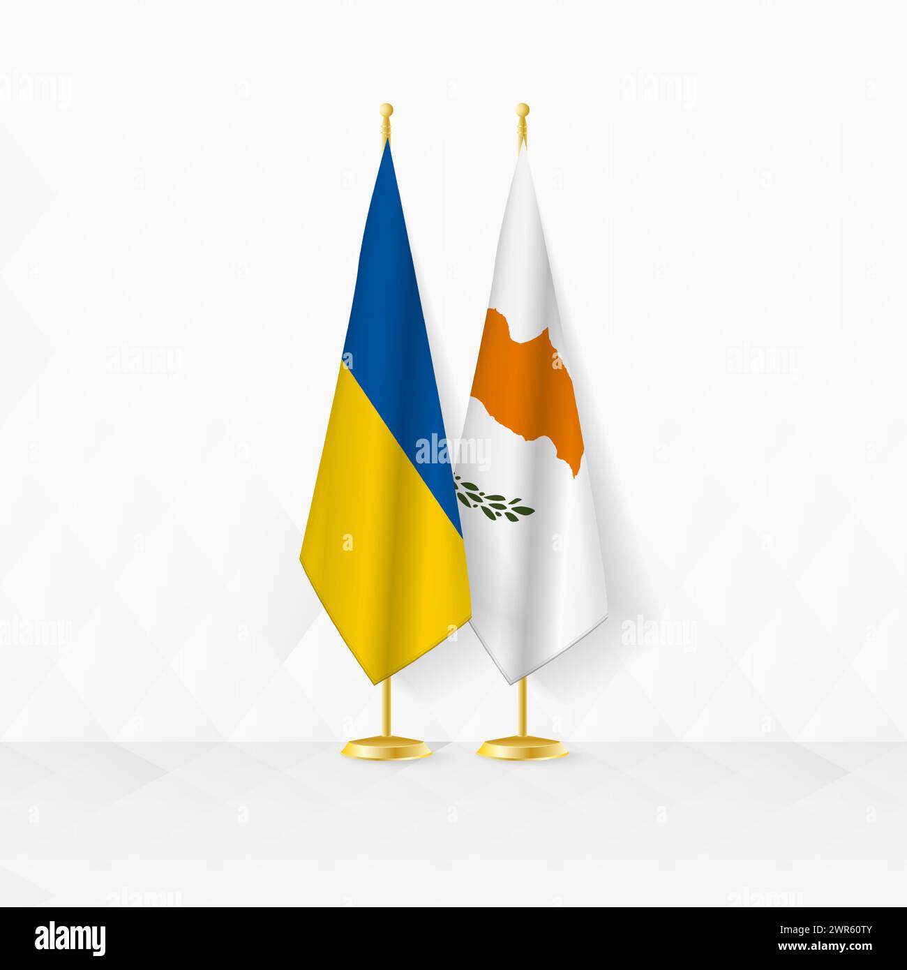 Ukraine and Cyprus flags on flag stand, illustration for diplomacy and ...
