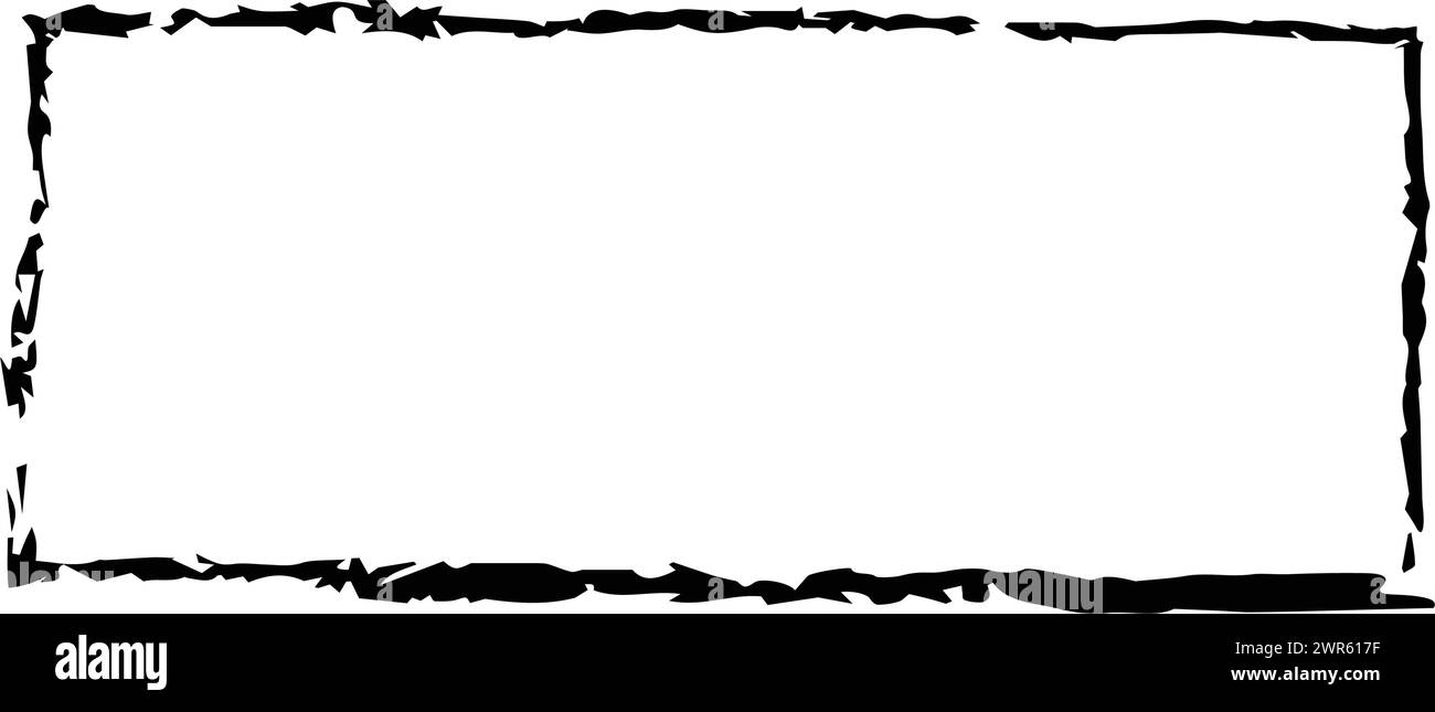 Frame rectangle elongated texture element, outline border grunge shape ...