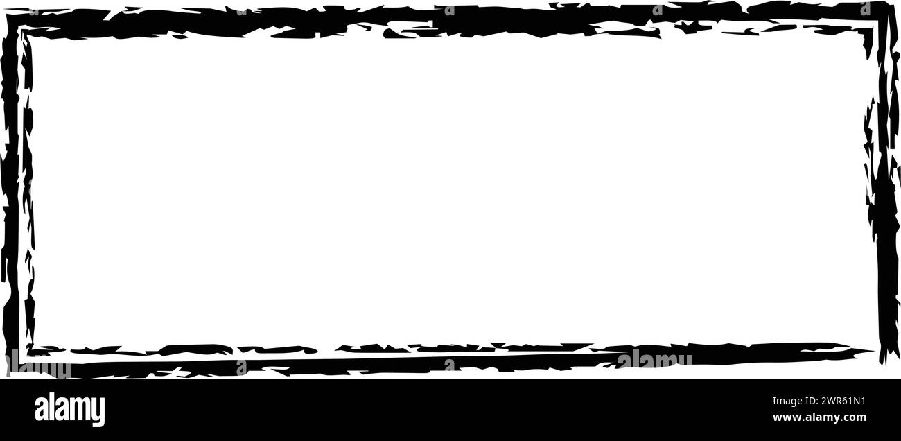 Frame rectangle elongated texture element, outline border grunge shape ...
