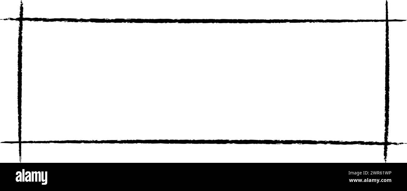 Frame rectangle elongated texture element, outline border grunge shape ...