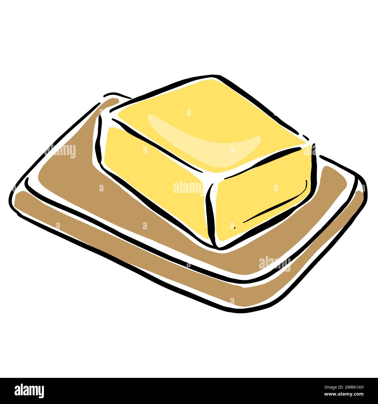 A Block of Butter on a Butter Stand and Knife Cartoon Illustration ...