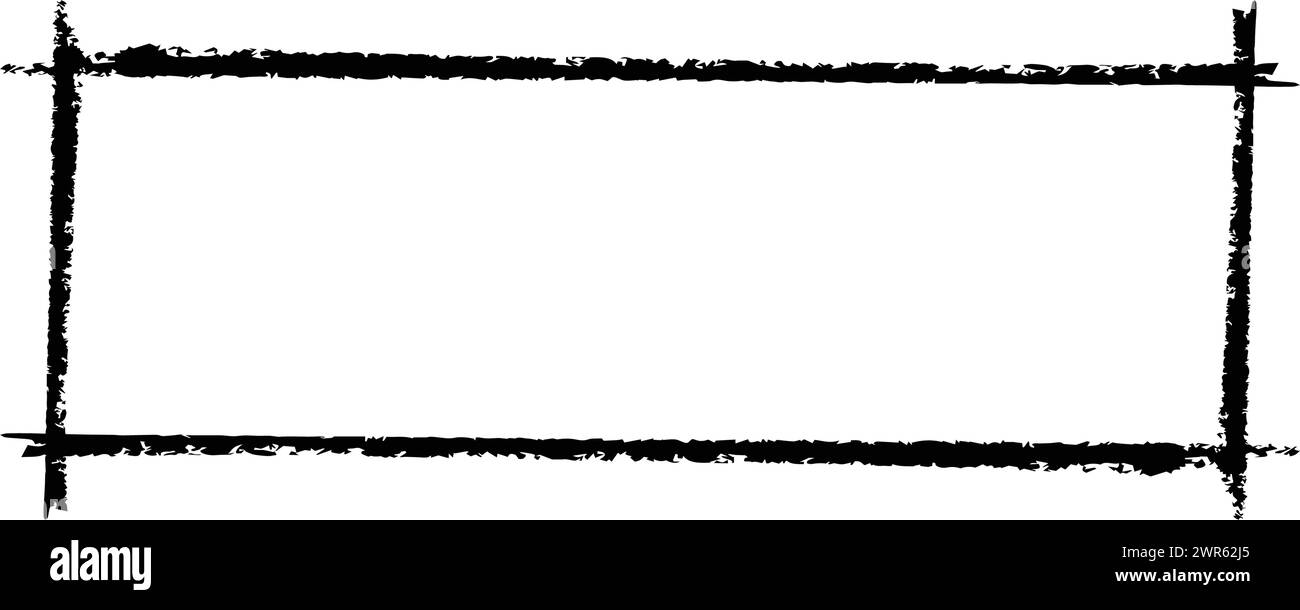 Frame rectangle elongated texture element, outline border grunge shape ...