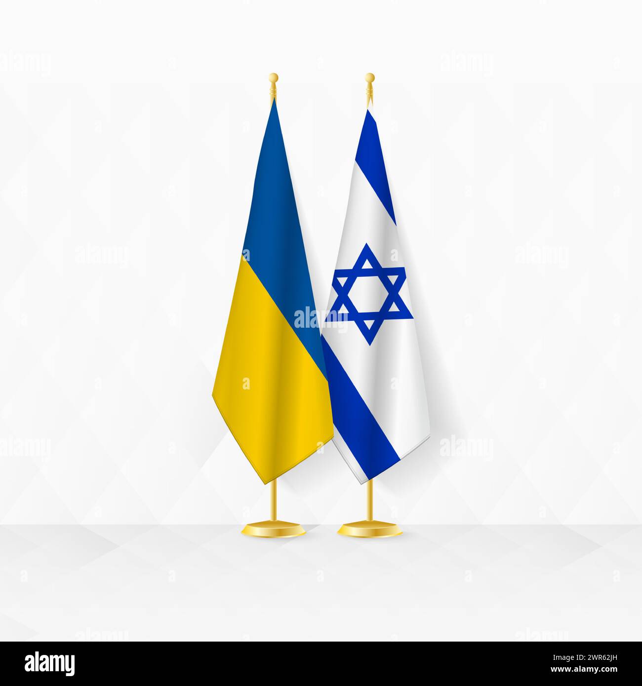 Ukraine and Israel flags on flag stand, illustration for diplomacy and ...