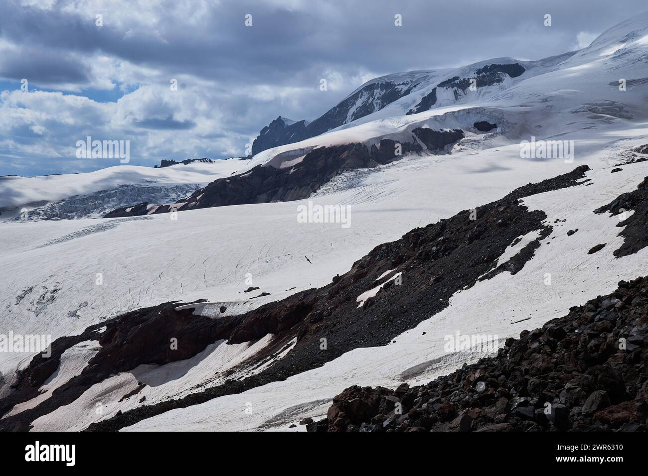 Russia Caucasus, Mount Elbrus towers majestically, adorned in pristine ...
