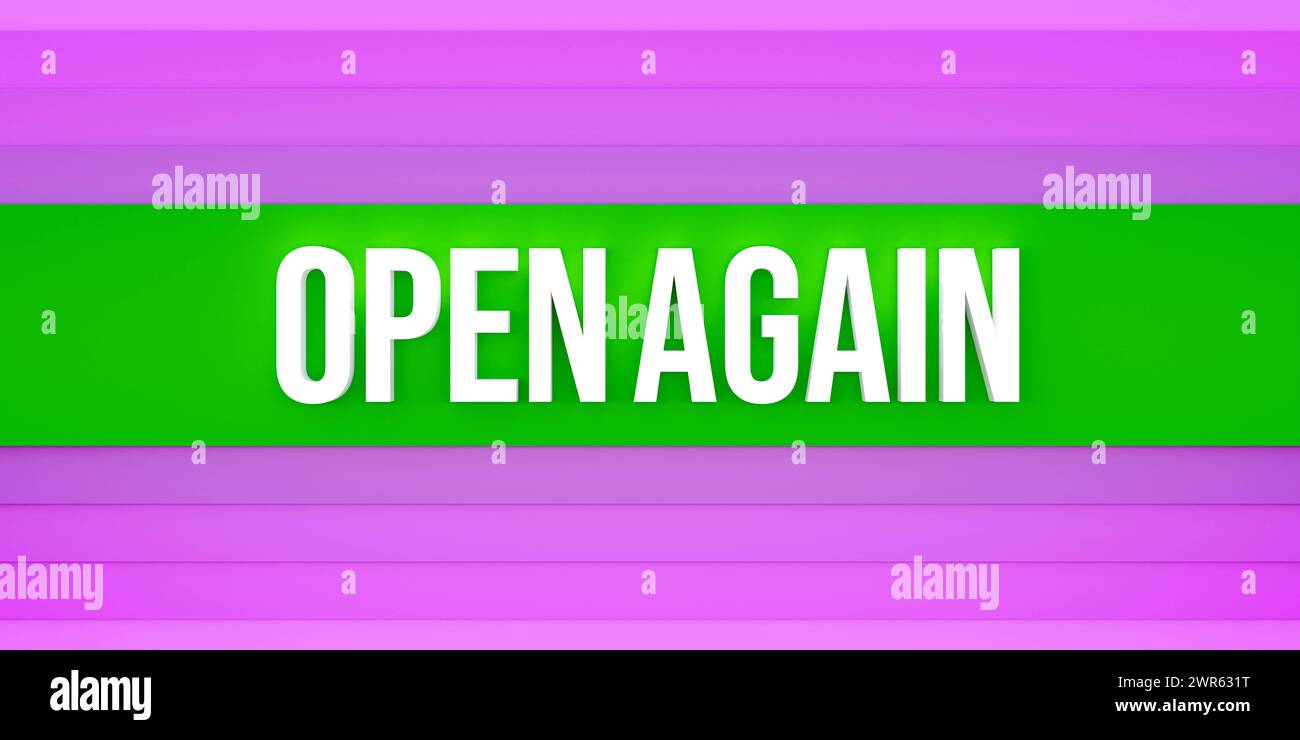 Open Again. Open Again.. Purple and green colored stripes. The text ...