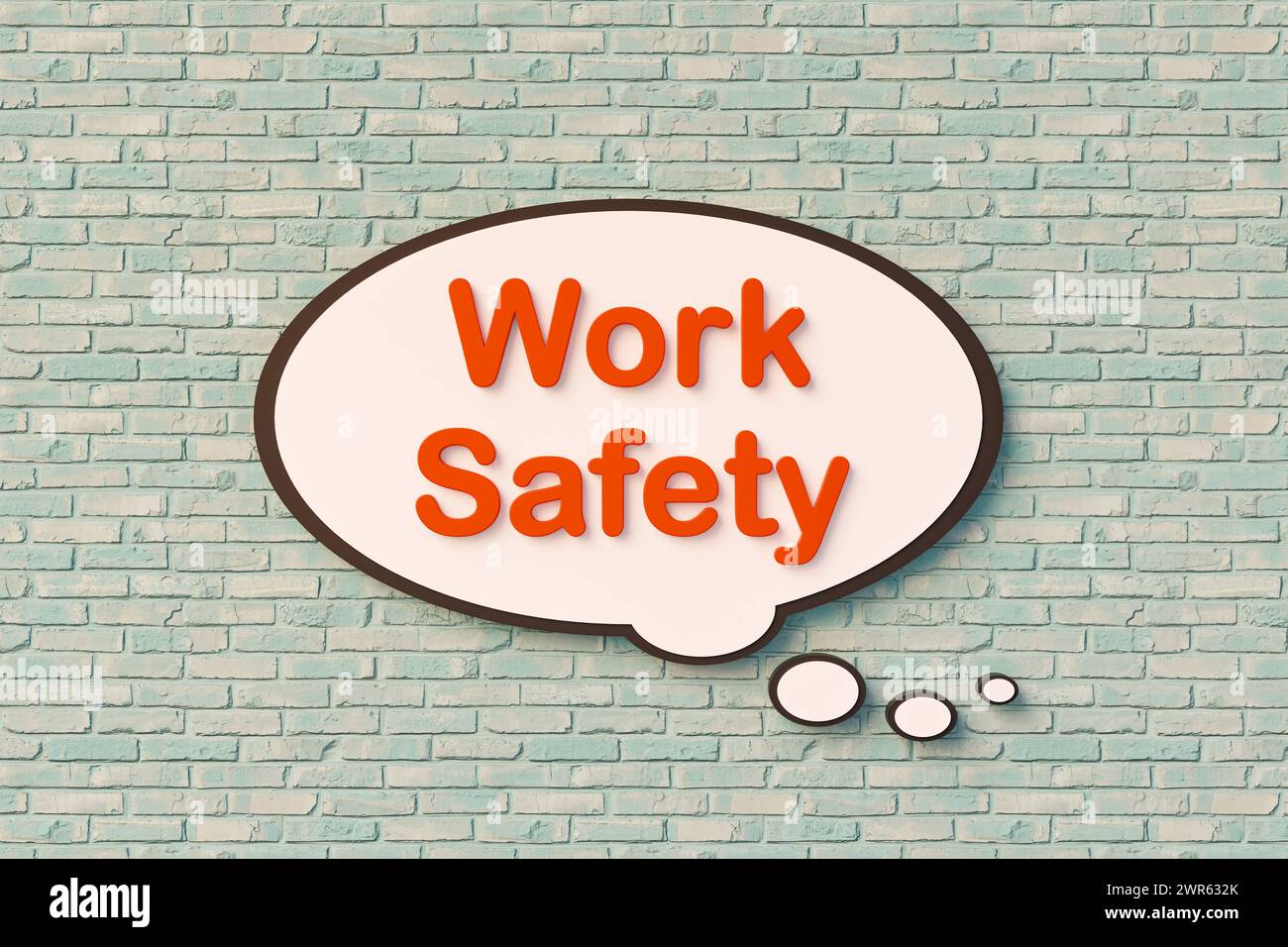 Work safety. Work safety. Speech bubble, orange letters against the ...