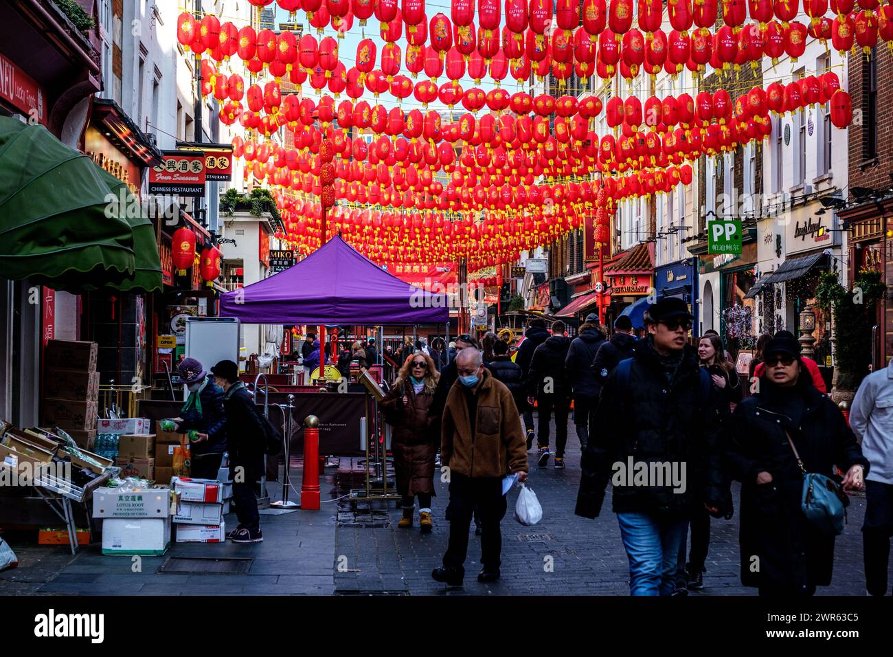 Chinatown, London UK, March 08 2024, Chinatown Soho London Popular Tourist Destination Colourful ...
