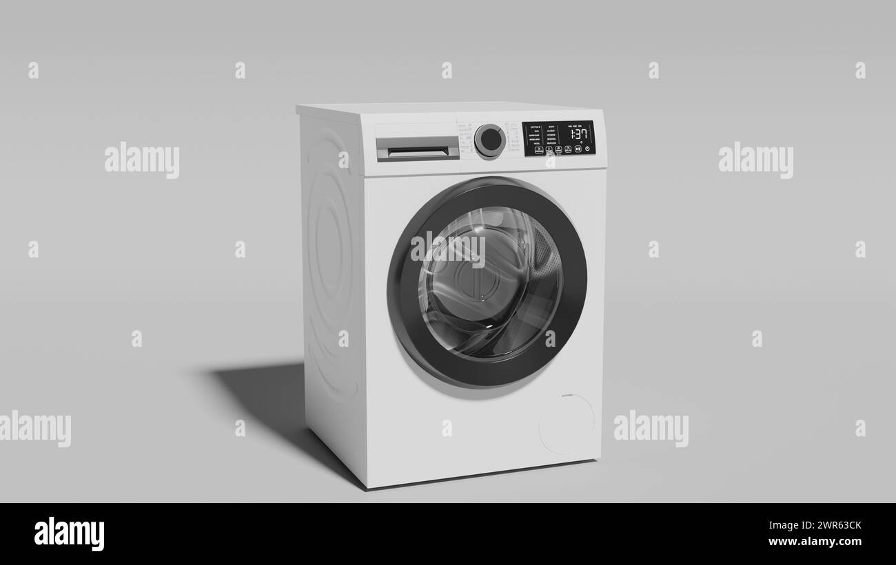 Modern washing machine with digital display, front load, large door ...
