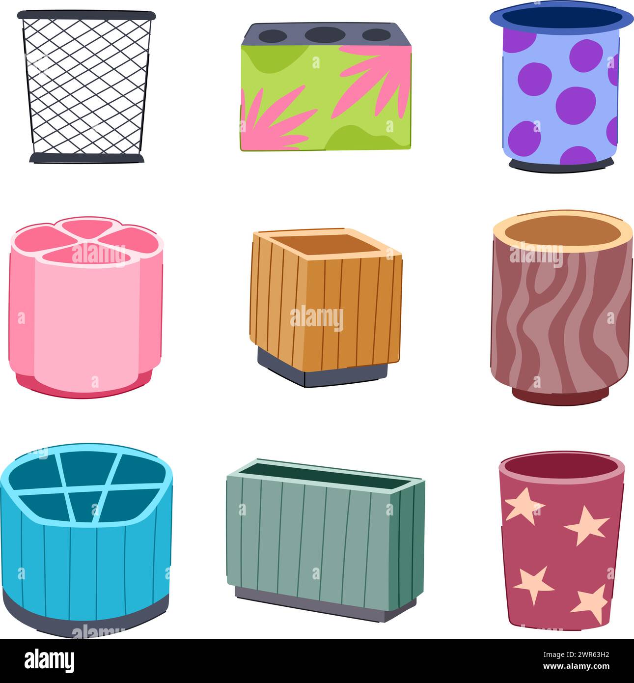 pencil holder set cartoon vector illustration Stock Vector Image & Art ...