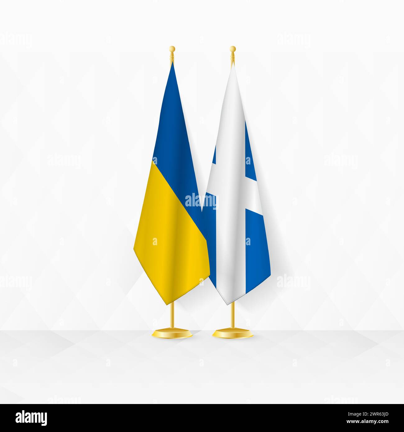 Ukraine and Scotland flags on flag stand, illustration for diplomacy ...