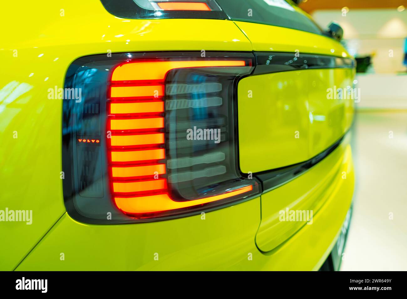 lemon green Volvo EX30 electric SUV produced Swedish automaker Volvo ...