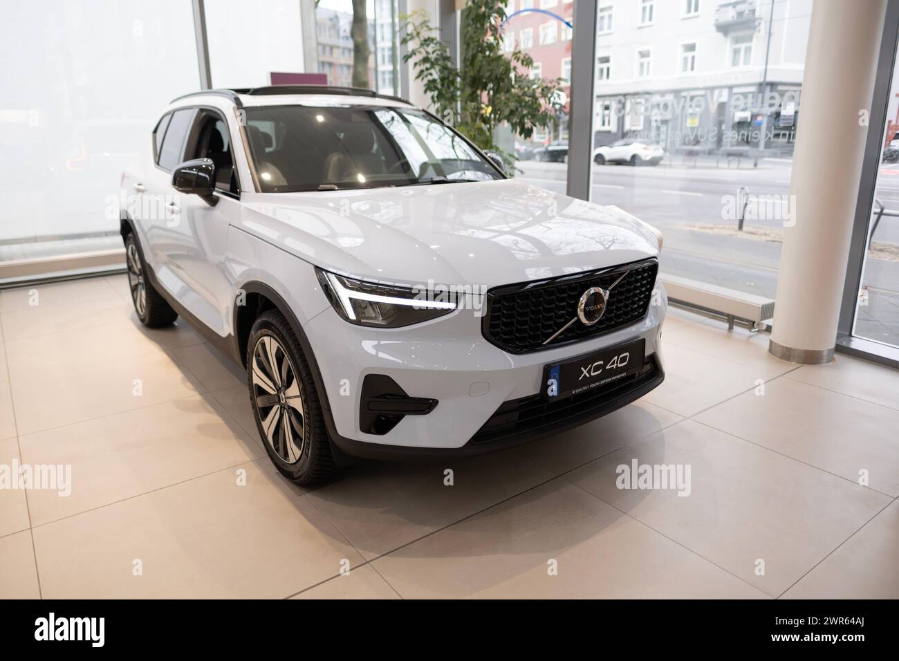 new white Volvo XC40 subcompact luxury electric SUV produced by Swedish ...