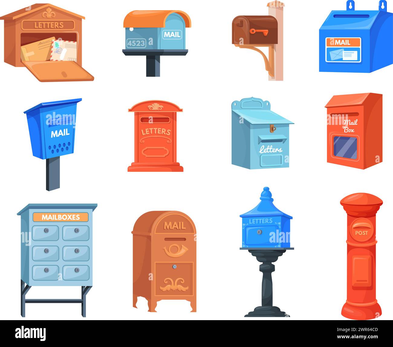 Collection of letter boxes Cut Out Stock Images & Pictures - Alamy