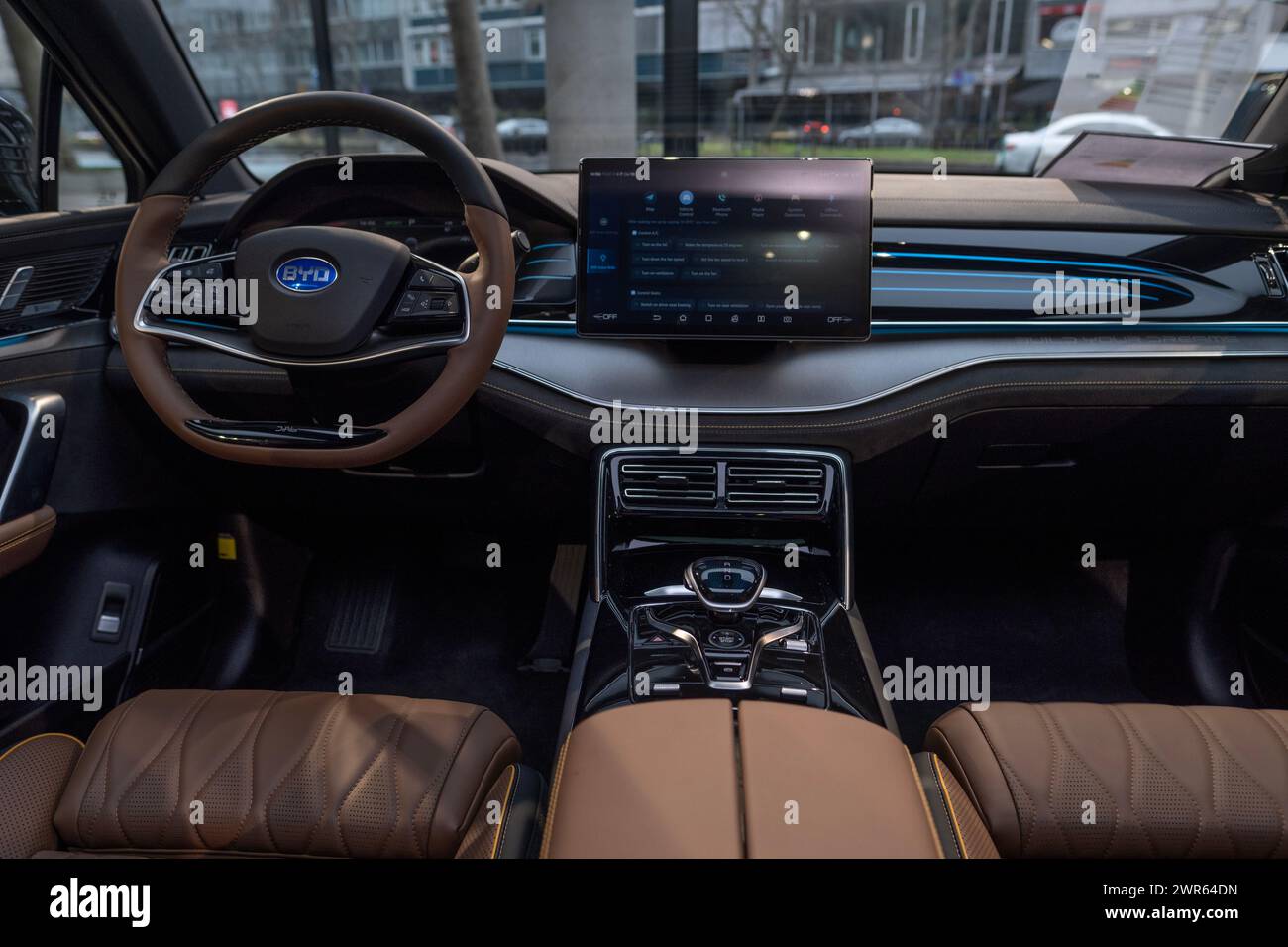 steering wheel, display electric BYD Tang car, Interior, cockpit ...